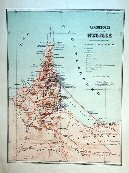 Alrededores de Melilla > Mapas . Frame | Grabados, Mapas Antiguos ...